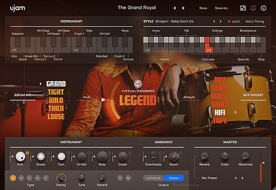Virtual Drummer LEGEND | Dry Vintage 70s Retro Drums